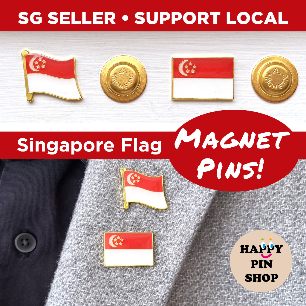 🔥𝐁𝐮𝐲 𝟑 𝐅𝐫𝐞𝐞 𝟏 🔥 𝟐𝐩𝐜𝐬 @ $𝟐 𝐨𝐟𝐟 🔥 Singapore Flag 🇸🇬🧲 Magnet Pin, Collar ...