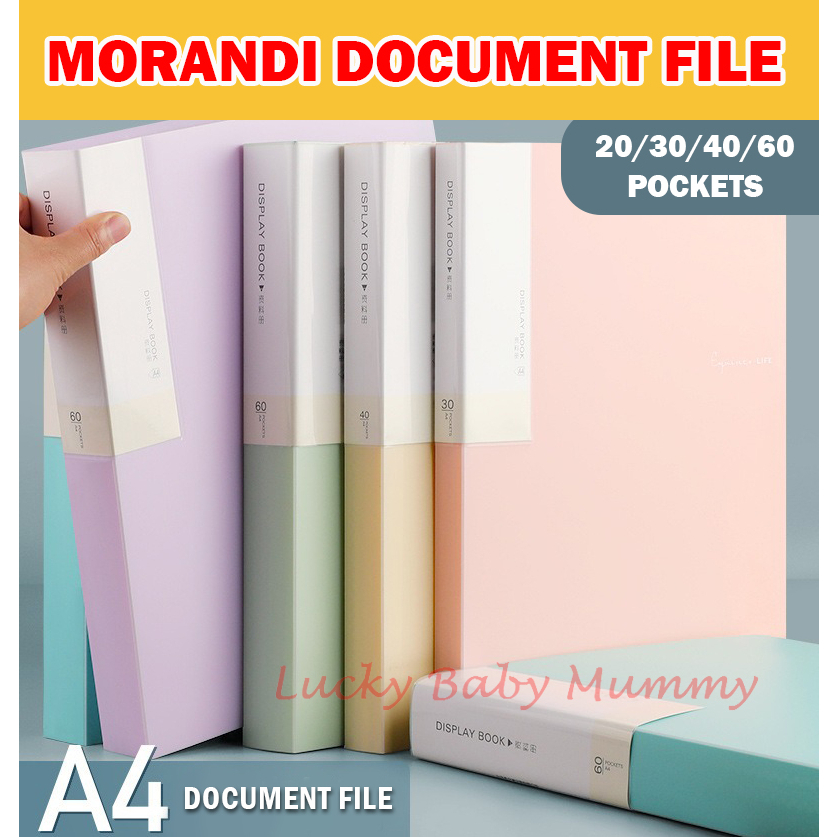 [20/30/40/60 pockets] Morandi PVC Document Folder A4 Size File Clear ...