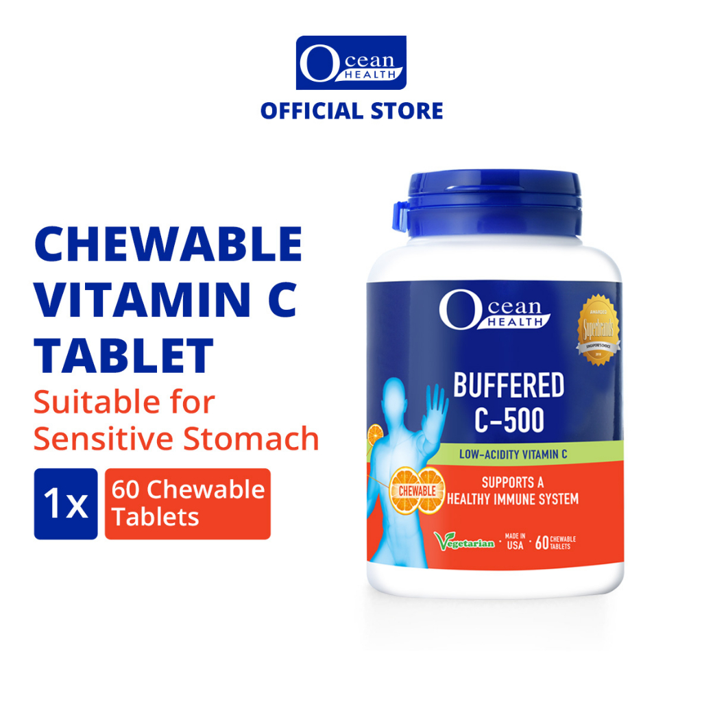 Vitamin C Buffered C-500 (60s)- Ocean Health (For Immunity| Chewable ...