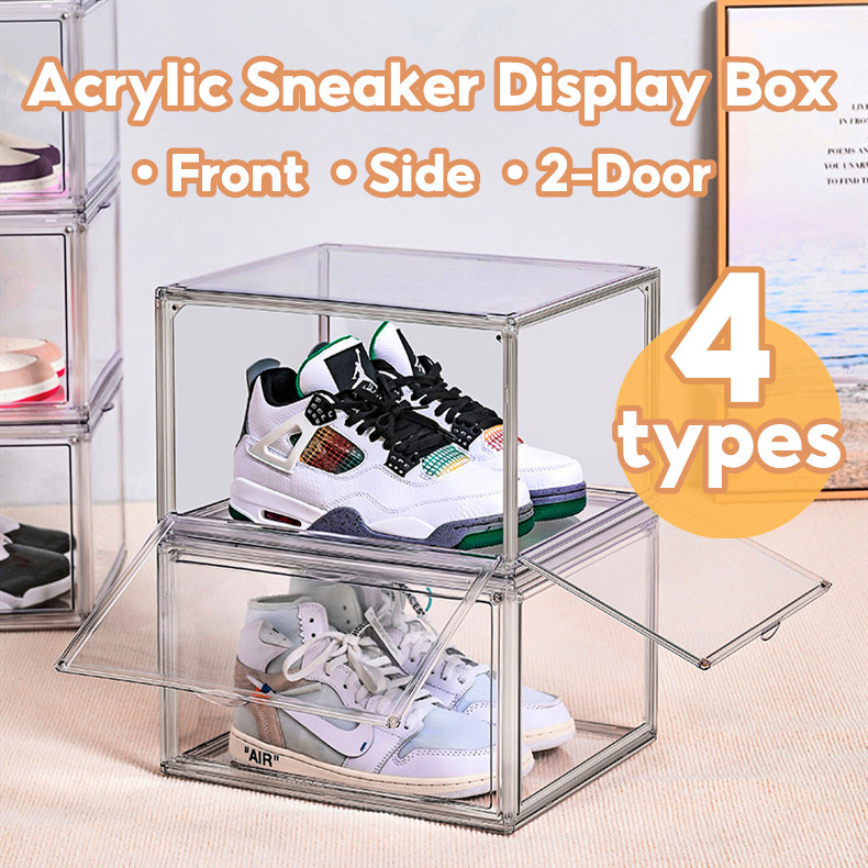 Full Acrylic Front Side Magnetic Opening Sneaker Shoe Box Display Case ...