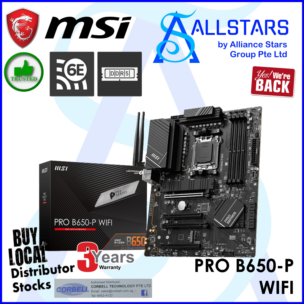 MSI PRO B650-P WIFI AMD AM5 Mainboard (PRO B650-P WIFI) (Warranty ...