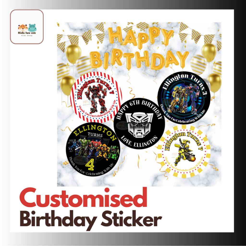 [SG SELLER][👦Kids Love em👧] Customised Transformer Birthday Thank You ...