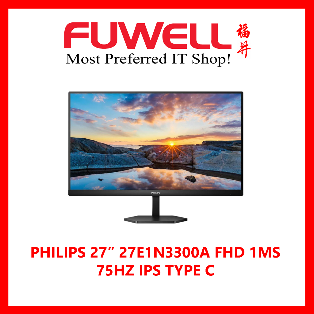 PHILIPS 27” 27E1N3300A FHD 1MS 75HZ IPS TYPE C | Shopee Singapore