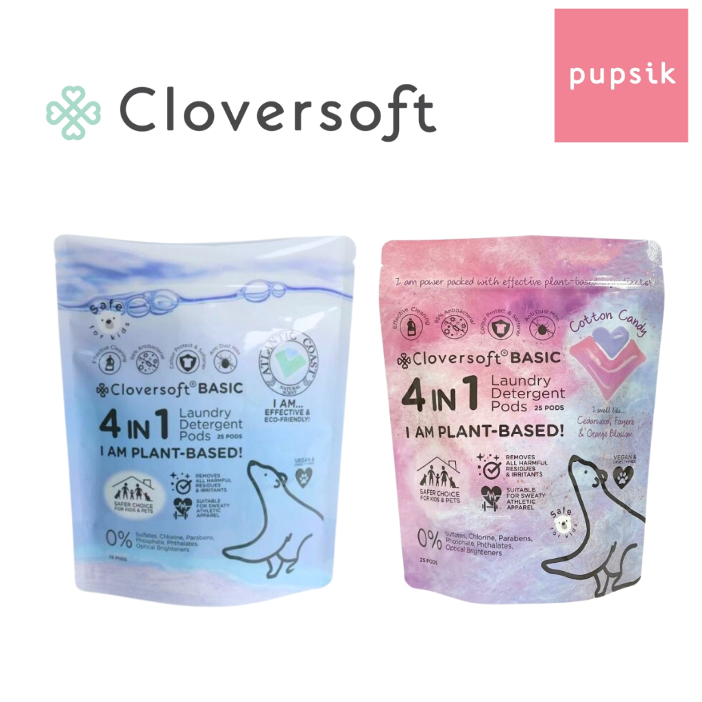 Cloversoft 4-in-1 Basic Plant-based Laundry Pods, 25 Pods (2 Scents ...