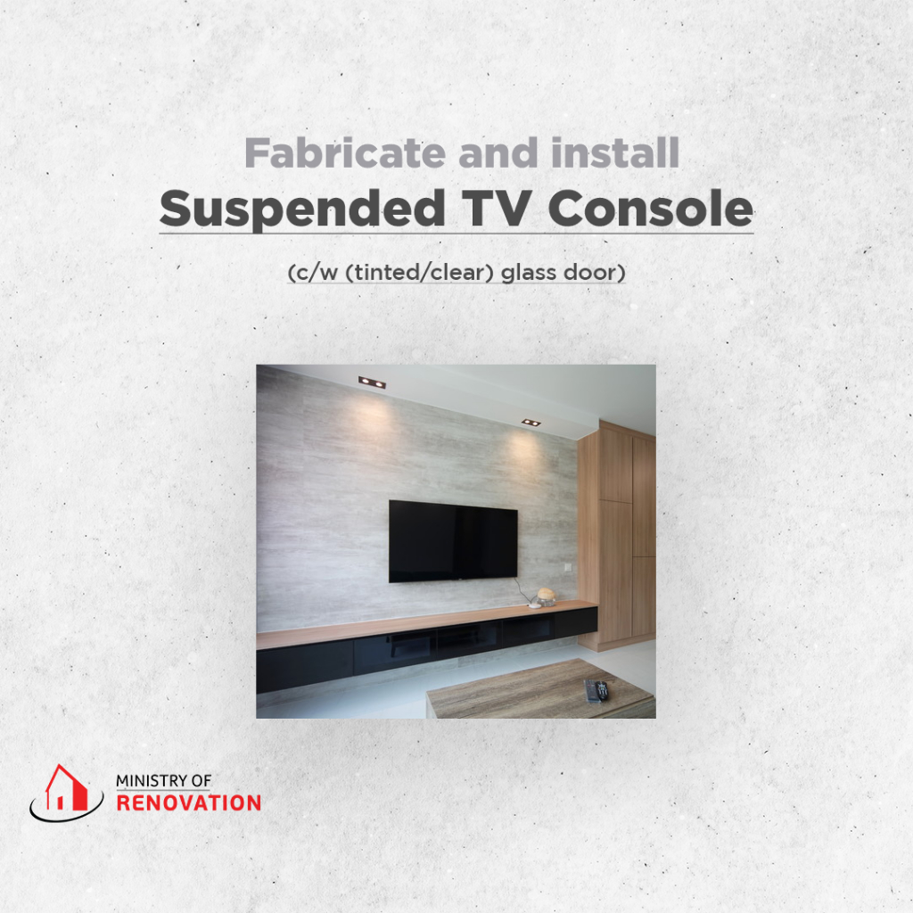 【Preorder】Customised Suspended TV Console c/w (tinted/clear) glass door ...