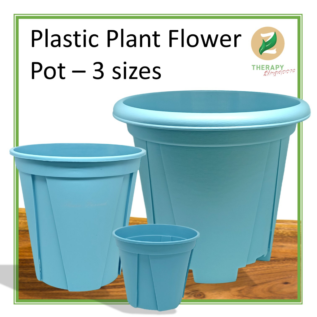 ֍SG֎ [3 SIZES] Root Control Plastic Blue Plant Pot Flower Pot (12cm ...