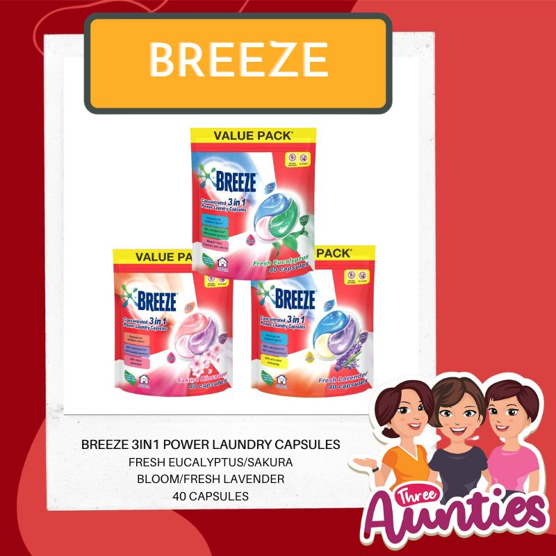 Breeze 3 in 1 Power Laundry Capsules 40's refill pack | Shopee Singapore