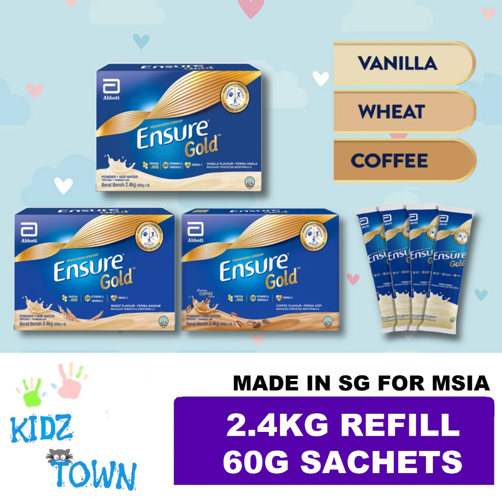 Ensure Gold Refill 2.22kg/2.4kg & 60g sachets - Vanilla/Wheat/Coffee ...