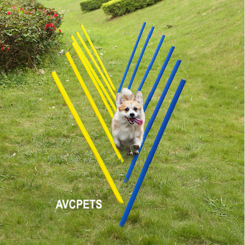 Dog weaving poles set of 8 weave pole agility set outdoor activity pet ...