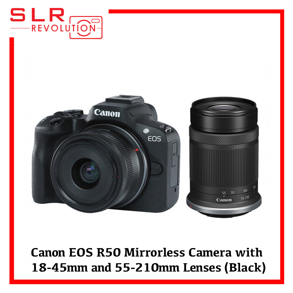 Canon EOS R50 Body with RF-S18-45mm f/4.5-6.3 IS STM & RF-S55-210mm f/5-7.1 IS STM (Black ...