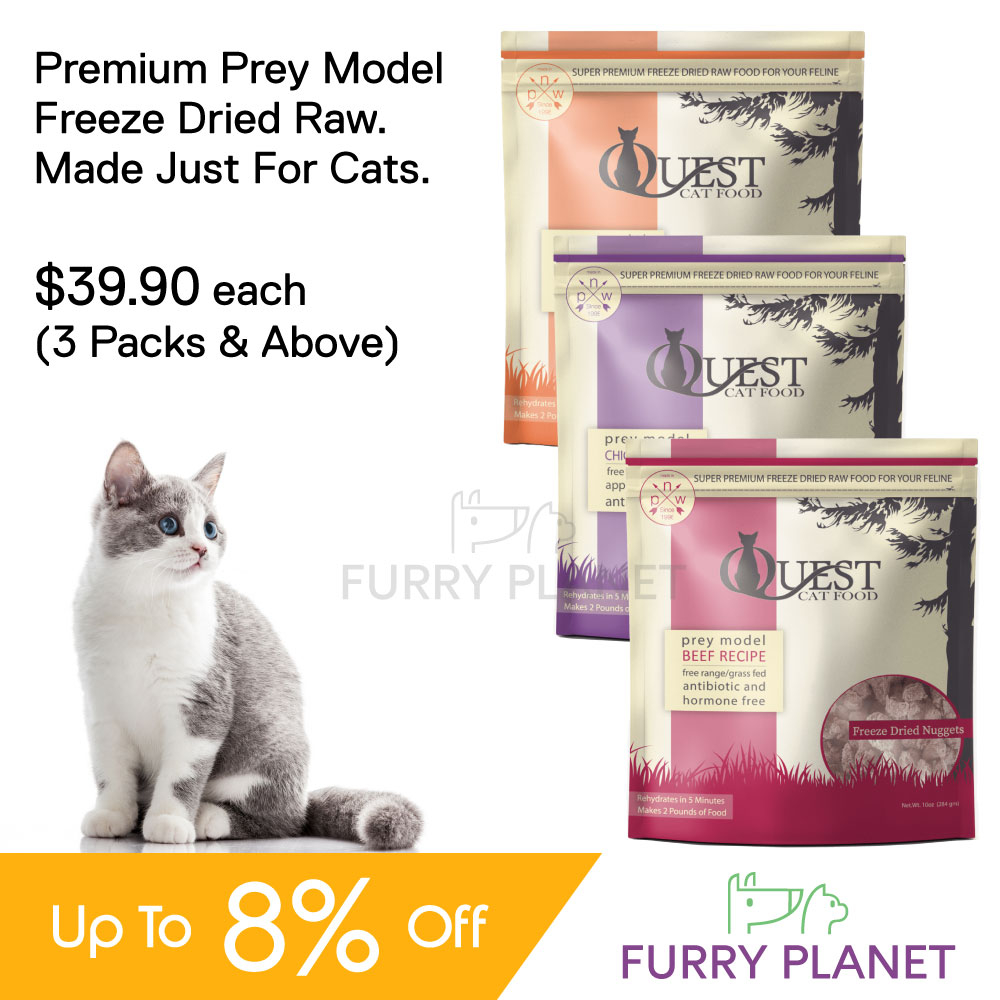 Quest Freeze-Dried Raw Cat Food - Prey Model Diet Beef / Chicken / Pork ...