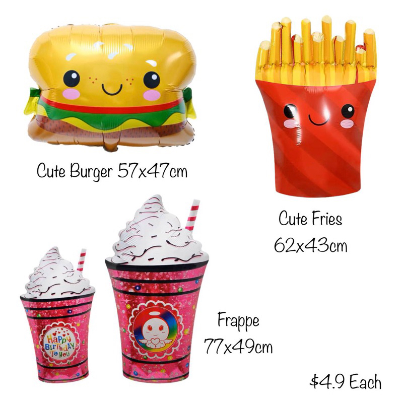 [SG Instock ] French Fries Burger Frappe Foil Balloon / Carnival Food ...