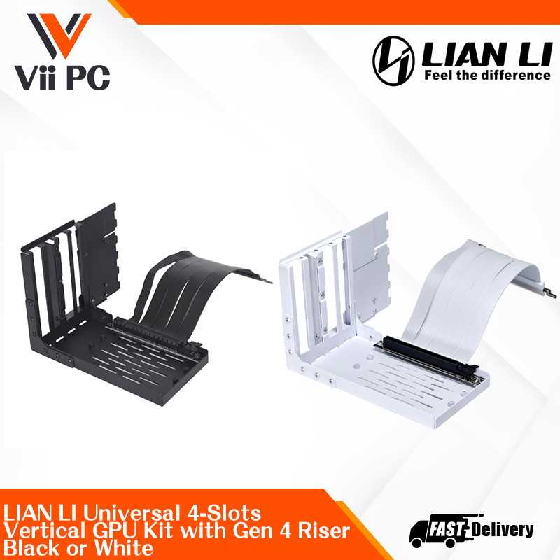 LIAN LI Universal 4- Slots Vertical GPU kit (with Gen 4 riser ...
