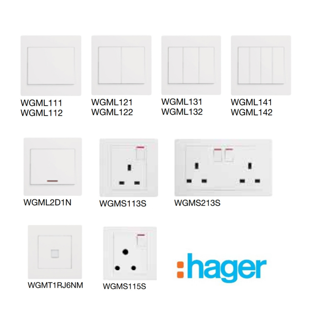 HAGER Switch And Socket WHITE MUSE | Shopee Singapore
