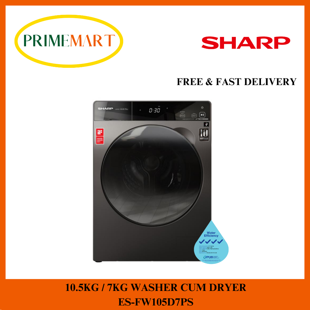 SHARP ES-FW105D7PS 10.5KG / 7KG WASHER CUM DRYER - 2 YEARS SHARP ...