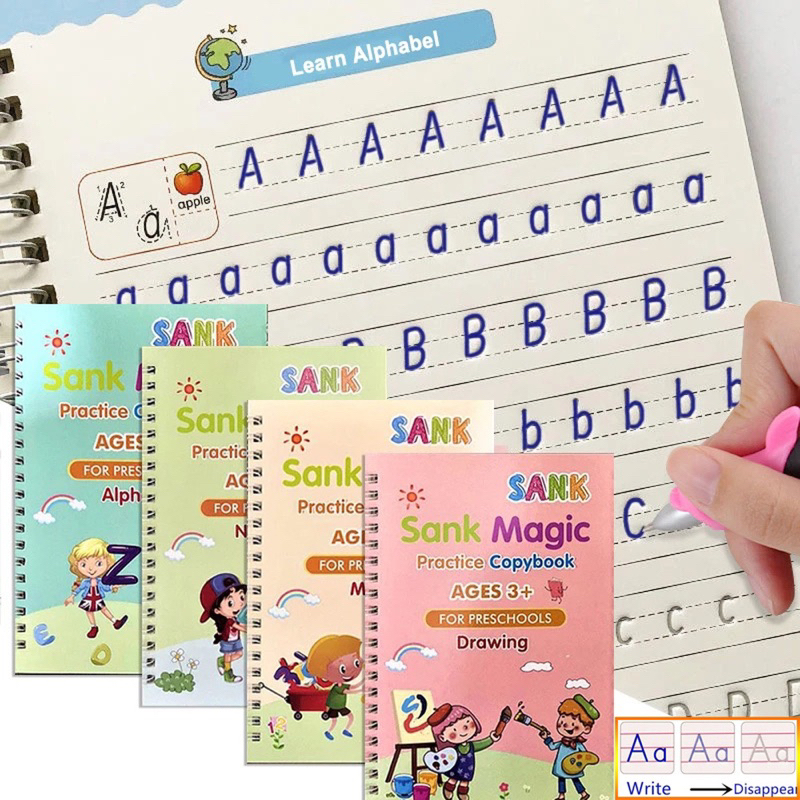 4 Books Set >Practice Writing Book Reusable Calligraphy Handwriting ...