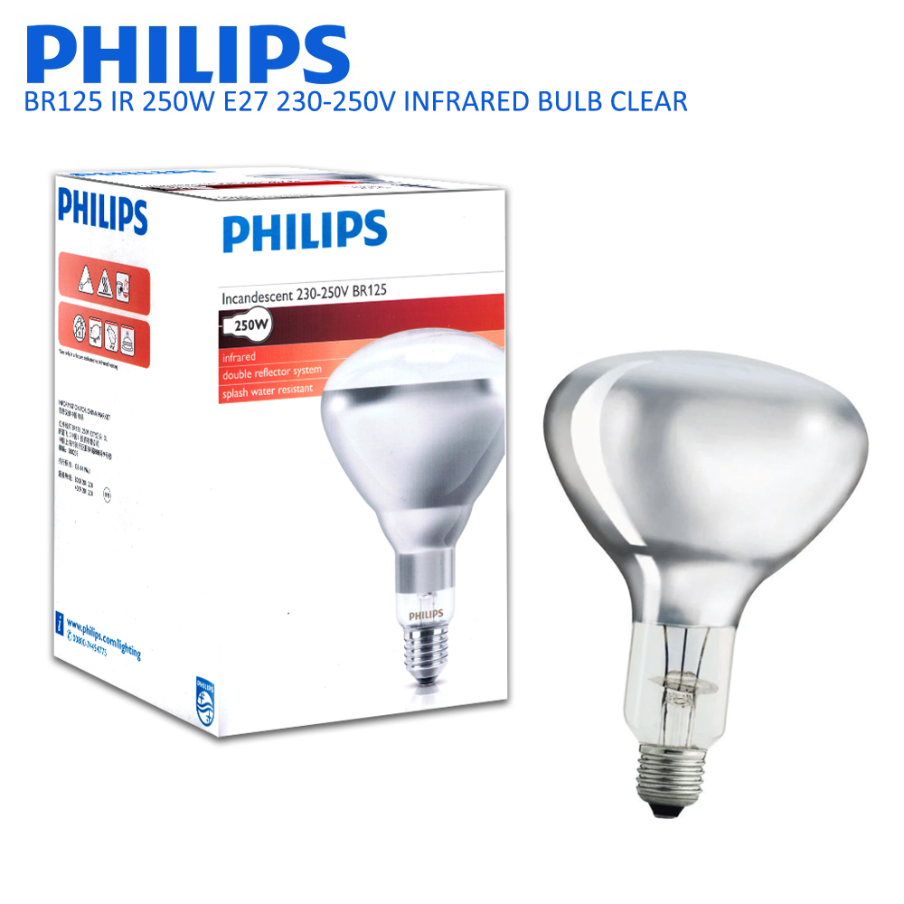 1 PC | PHILIPS 250W E27 230-250V Infrared Heating Lamp | Splash Water ...
