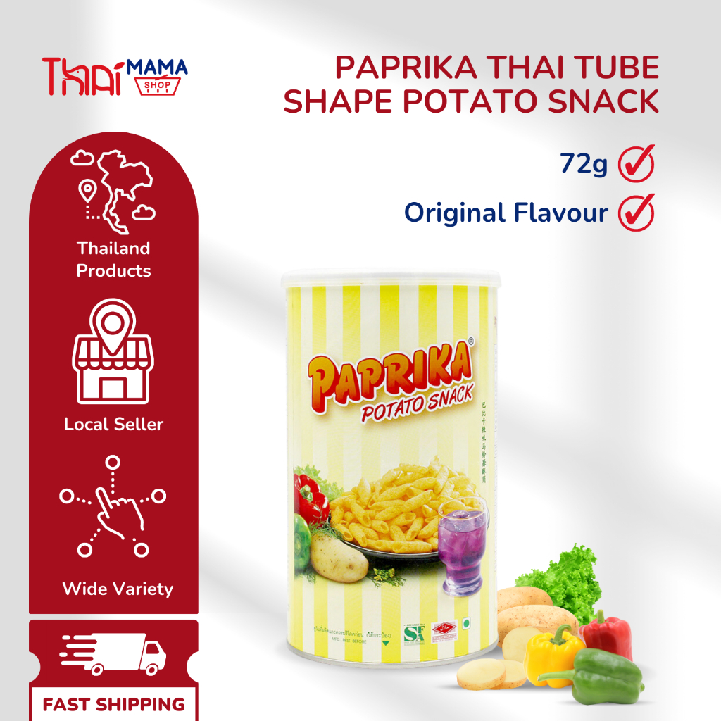 Paprika Thai Potato Snack 72g - Crispy, Flavorful Tube Shape, Authentic ...
