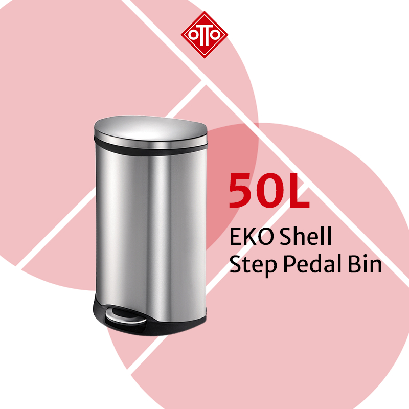 EKO Stainless Steel Pedal Bin SHELL 50L comes with Soft Close /Step Bin ...