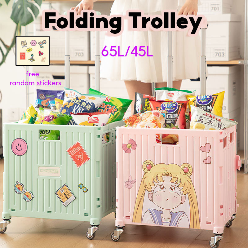 (SG Stock)EmmAmy 65L/45L Folding trolley shopping trolley Folding ...