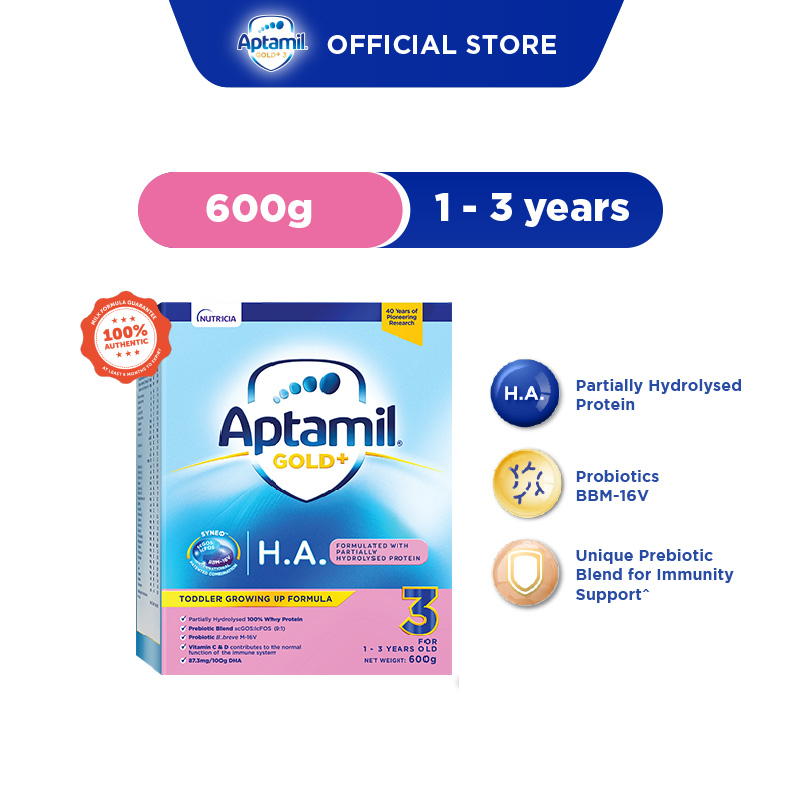 [Single Pack] Aptamil Gold+ Prosyneo H.A. Stage 3 Toddler Growing Up Formula Milk Powder 600g ...