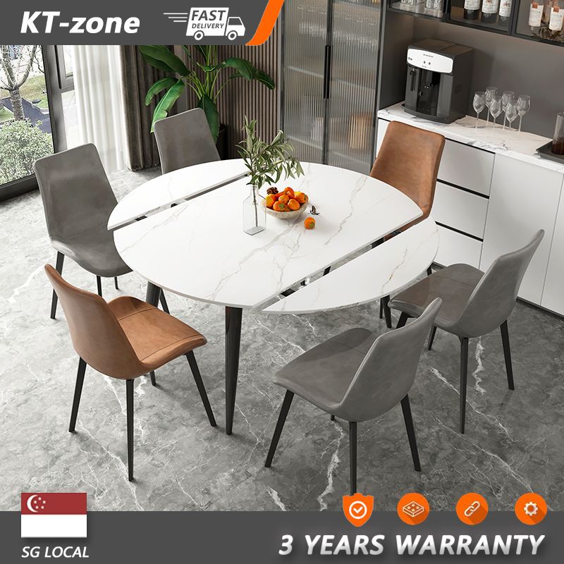 KT-zone Rock slab dining table and chairs combination small household ...