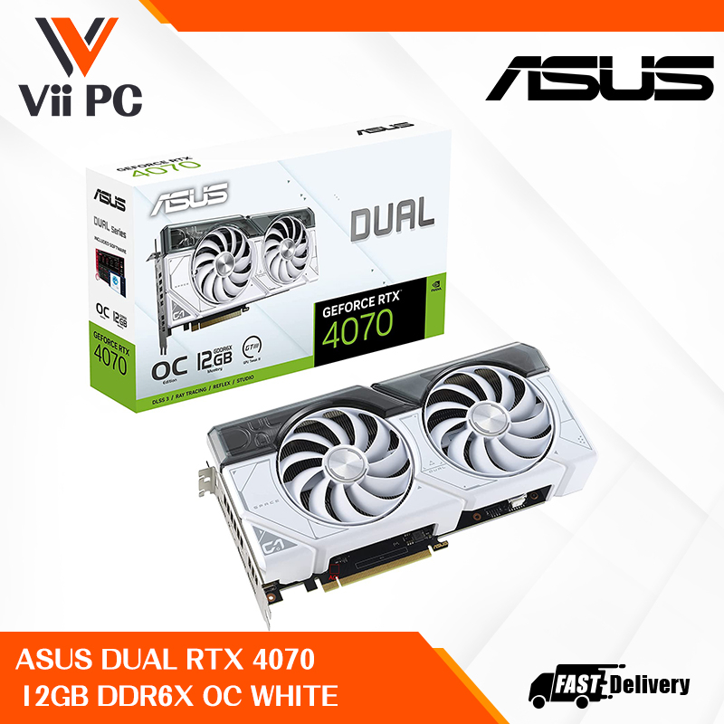 ASUS Dual Nvidia GeForce RTX 4070 RTX4070 White OC Edition 12GB GDDR6X ...