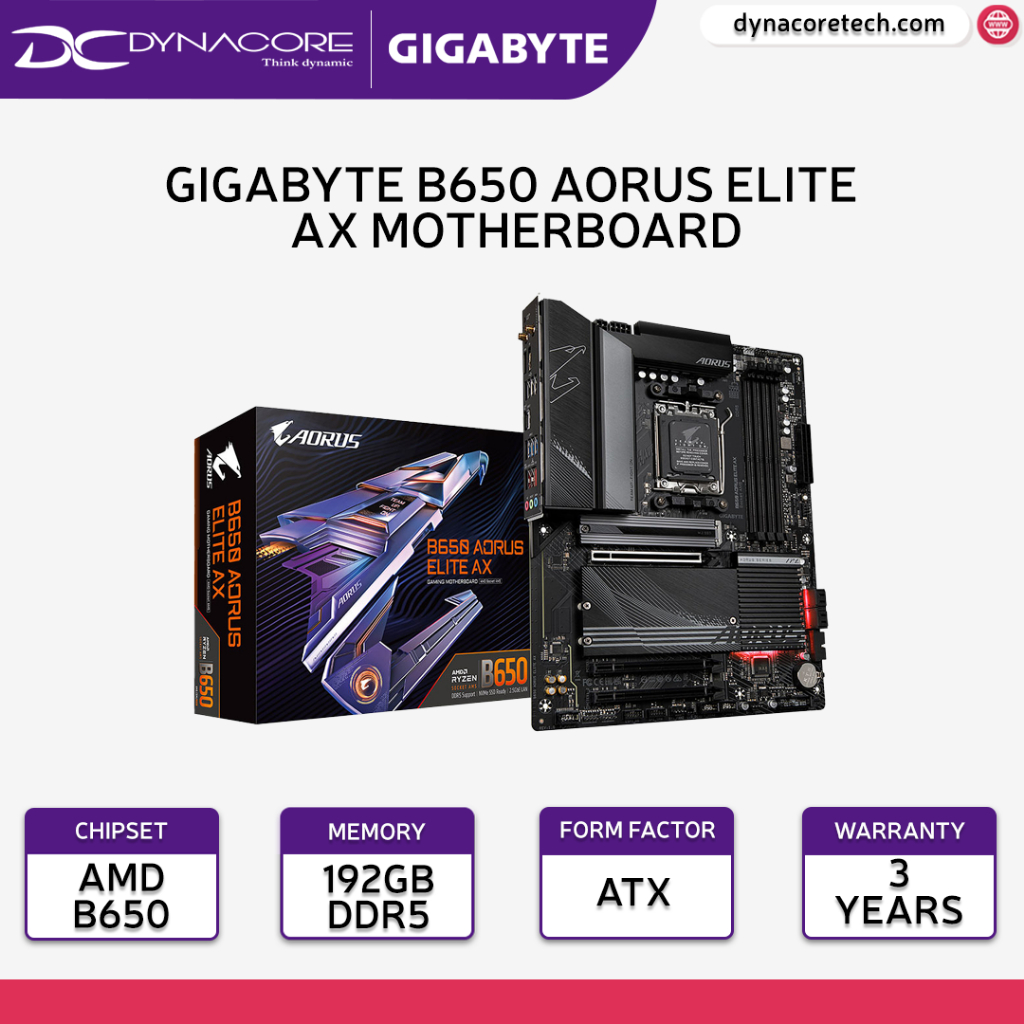 DYNACORE - GIGABYTE B650 AORUS ELITE AX AM5 AMD B650 ATX Motherboard ...