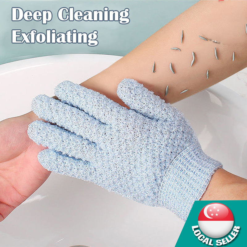 🇸🇬【SG stock】Bath Gloves Removing Body Scrub Shower 5 Fingers Dead SKin ...