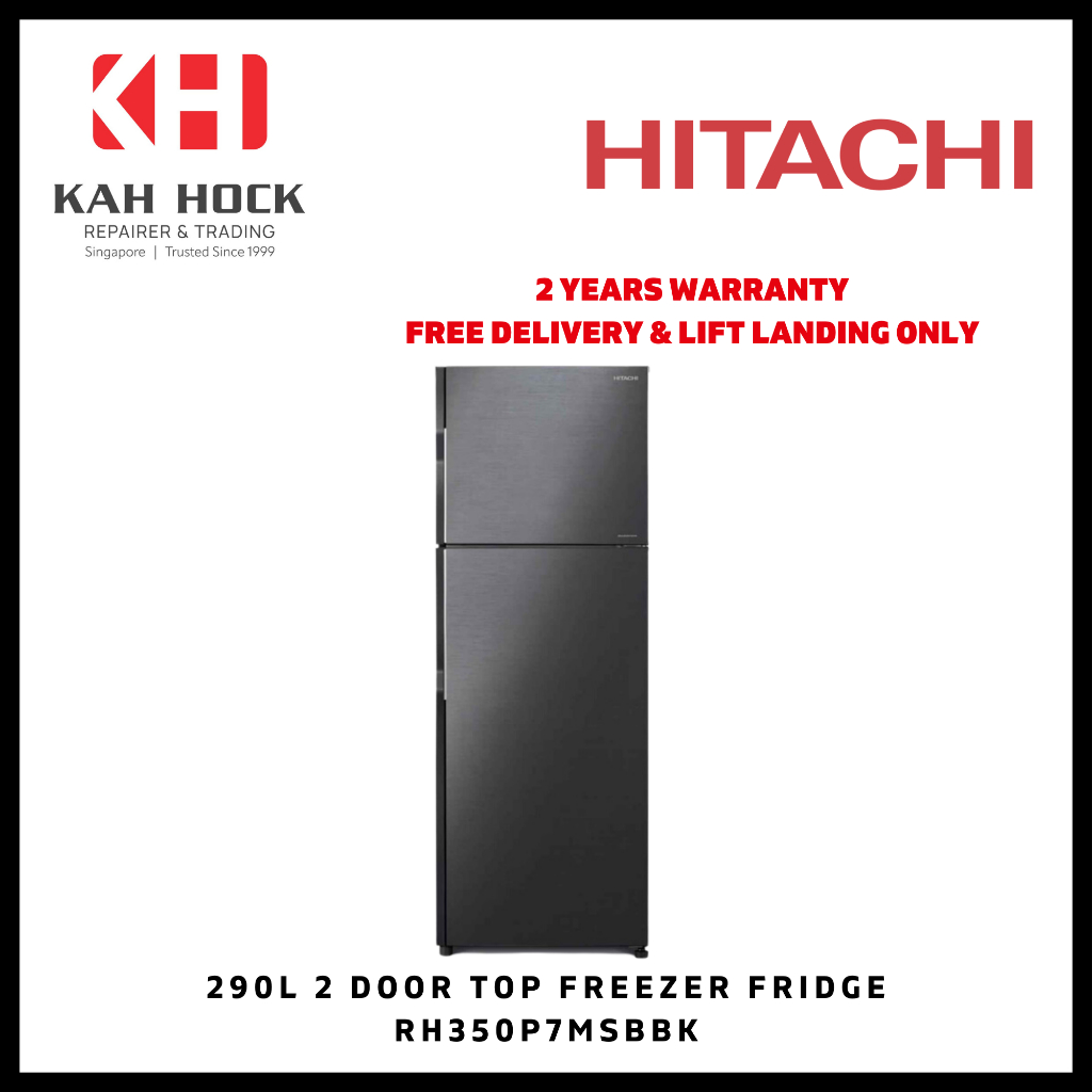 HITACHI 290L 2 DOOR FRIDGE RH350P7MSBBK TOP FREEZER [BRLLIANT BLACK ...