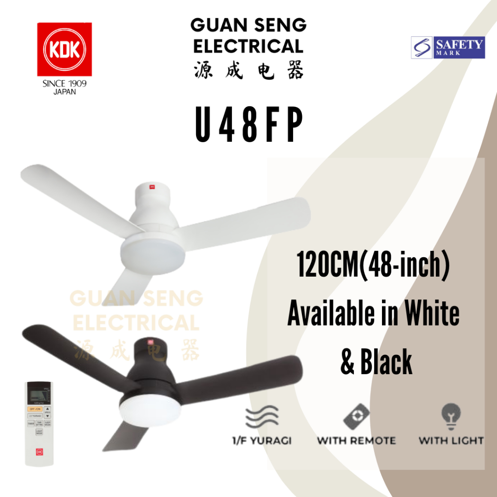 KDK U48FP DC Motor Ceiling Fan with LED Light Kit and Remote Control ...