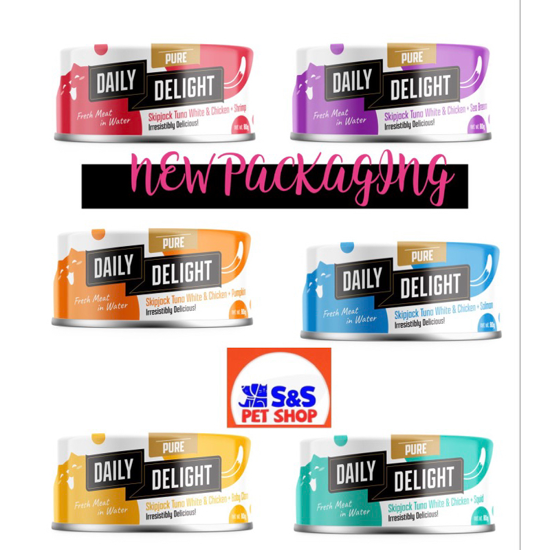 Daily Delight Pure Cat Canned Food 80g {Bundle of 12/24/48}{Mixeable ...