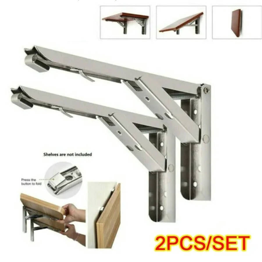 Shelf Brackets Wall Mounted 2Pcs Triangle Folding Angle Bracket 8/10/12 ...