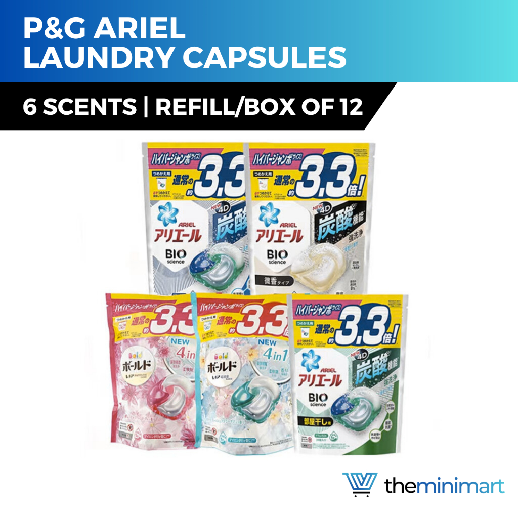 P&G Ariel 4D Laundry Gel Ball Capsules - Premium Clean, Box & Refill 12 ...