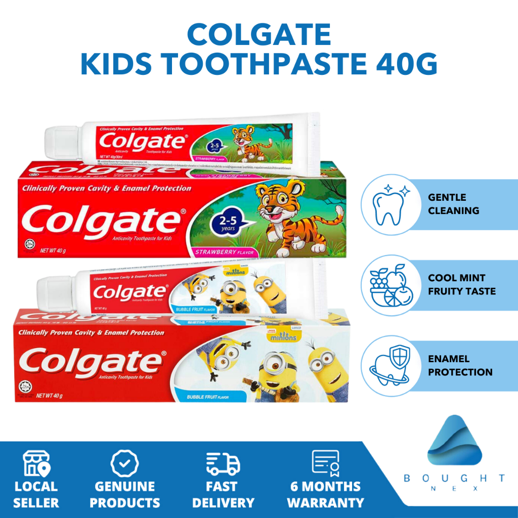 Colgate Kids Toothpaste 40g - Tiger Minions, 2-6 Years, Strawberry ...