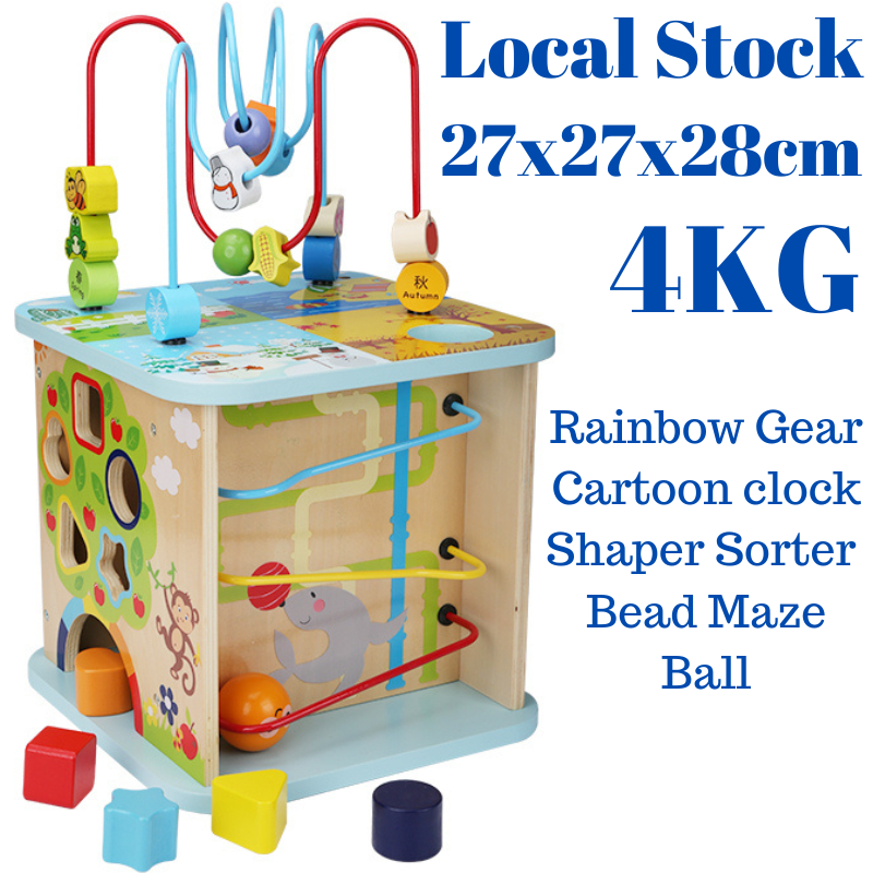 【SG Seller】Wooden Educational Activity Cube Preschool Montessori ...