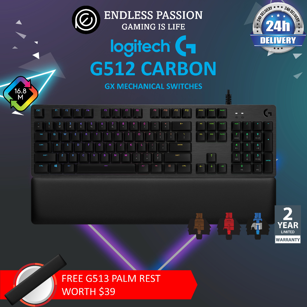 Logitech G512 RGB Backlit Mechanical Gaming Keyboard with GX Switch ...