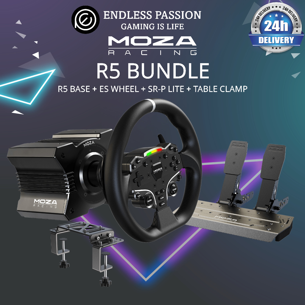 MOZA R5 bundle (5.5nm base+ Steering wheel+ Pedals) - RS20 | Shopee ...