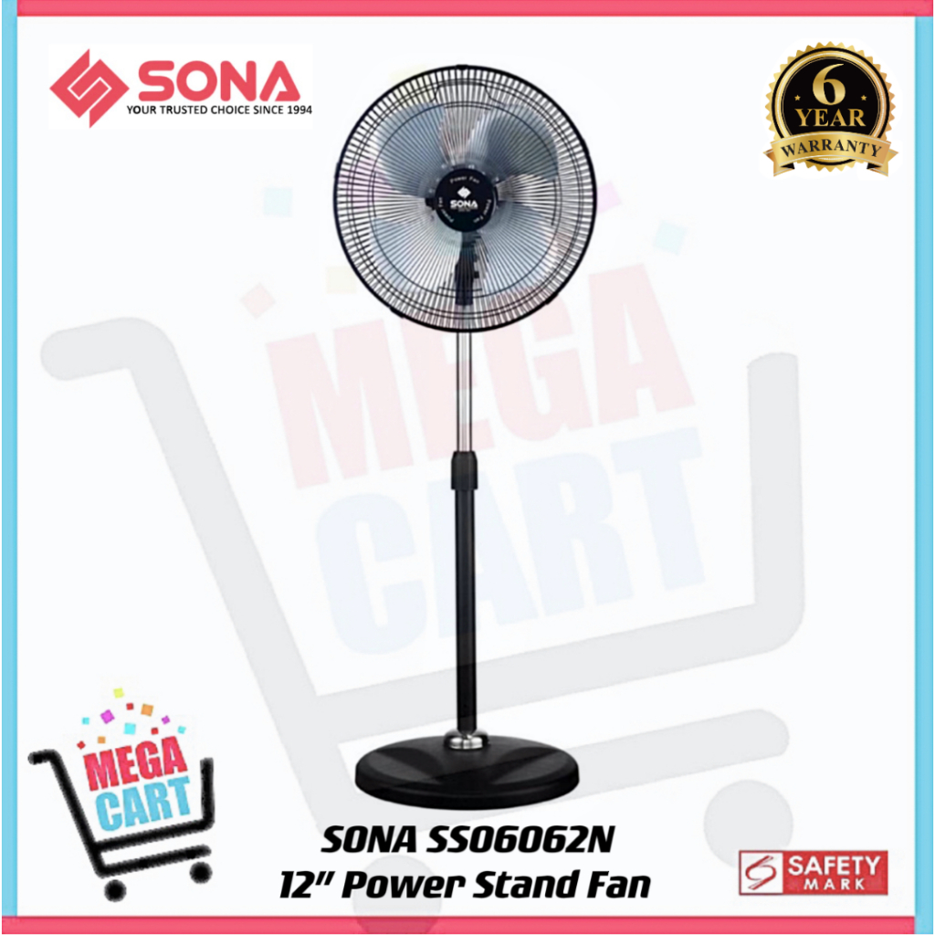 Sona 12" Power Stand Fan SSO6062N | SSO 6062N (6 Years Motor Warranty ...
