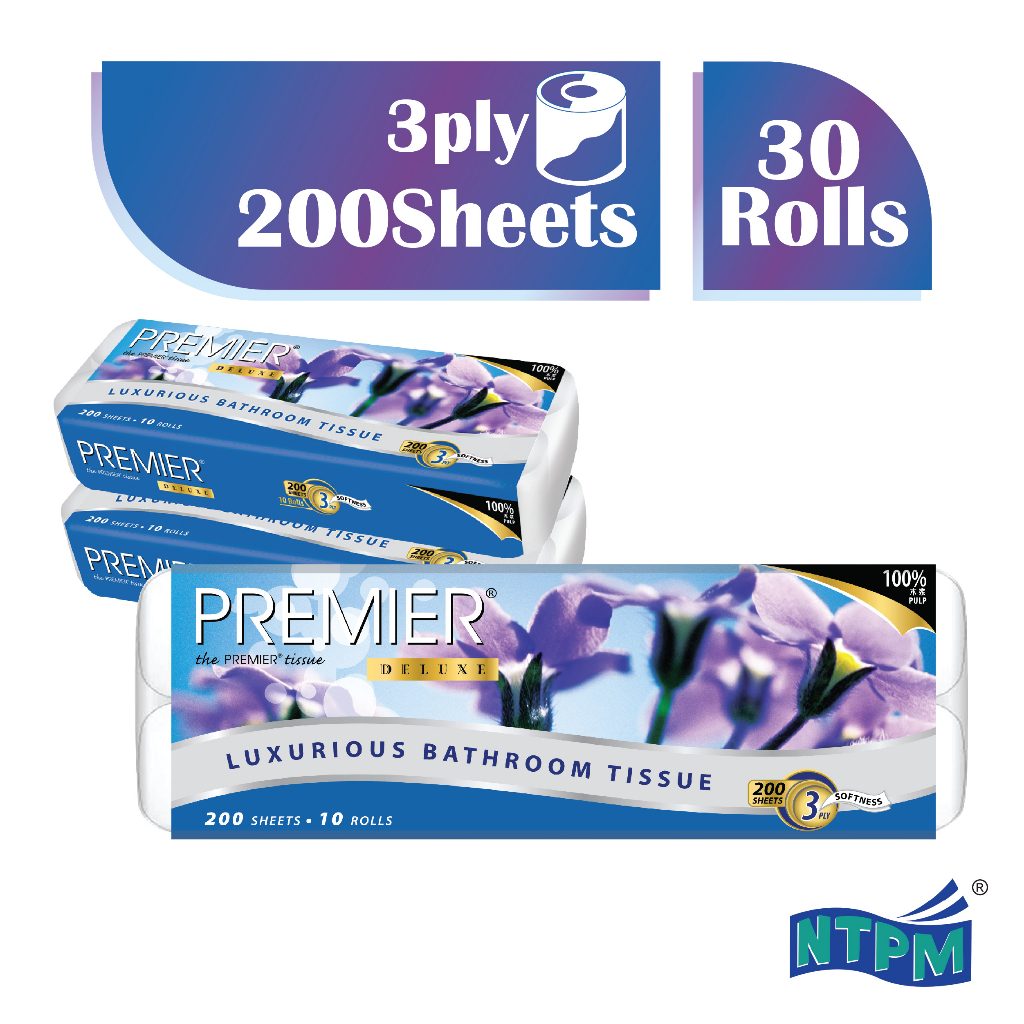 [30 Rolls] Premier Deluxe 200’s Bathroom Tissue - Bundle of 3 | Shopee ...