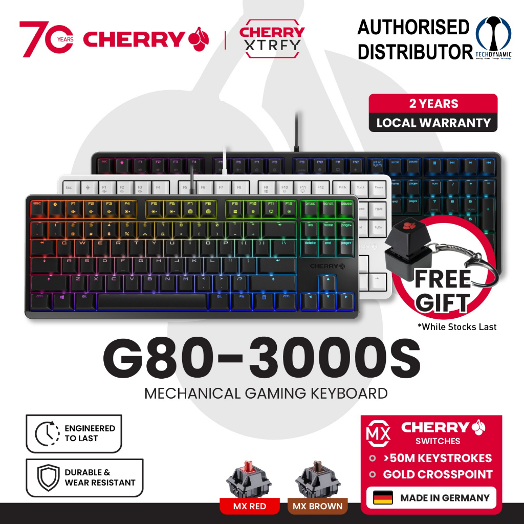 [PROMO] Cherry G80 3000S 88 Keys Tenkeyless (TKL) / 109 Keys Full Layout Mechanical Gaming ...
