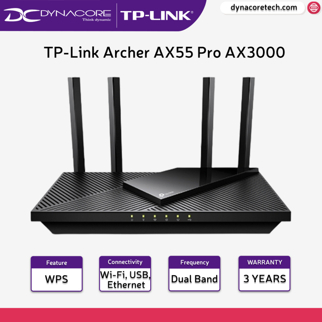 DYNACORE - TP-Link Archer AX55 Pro AX3000 Multi-Gigabit Wi-Fi 6 Router with 2.5G Port | Shopee ...