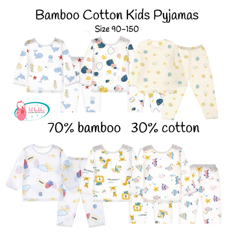 [LIL BUBBA] BAMBOO COTTON KIDS PYJAMAS SOFT BREATHABLE DURABLE | Shopee Singapore