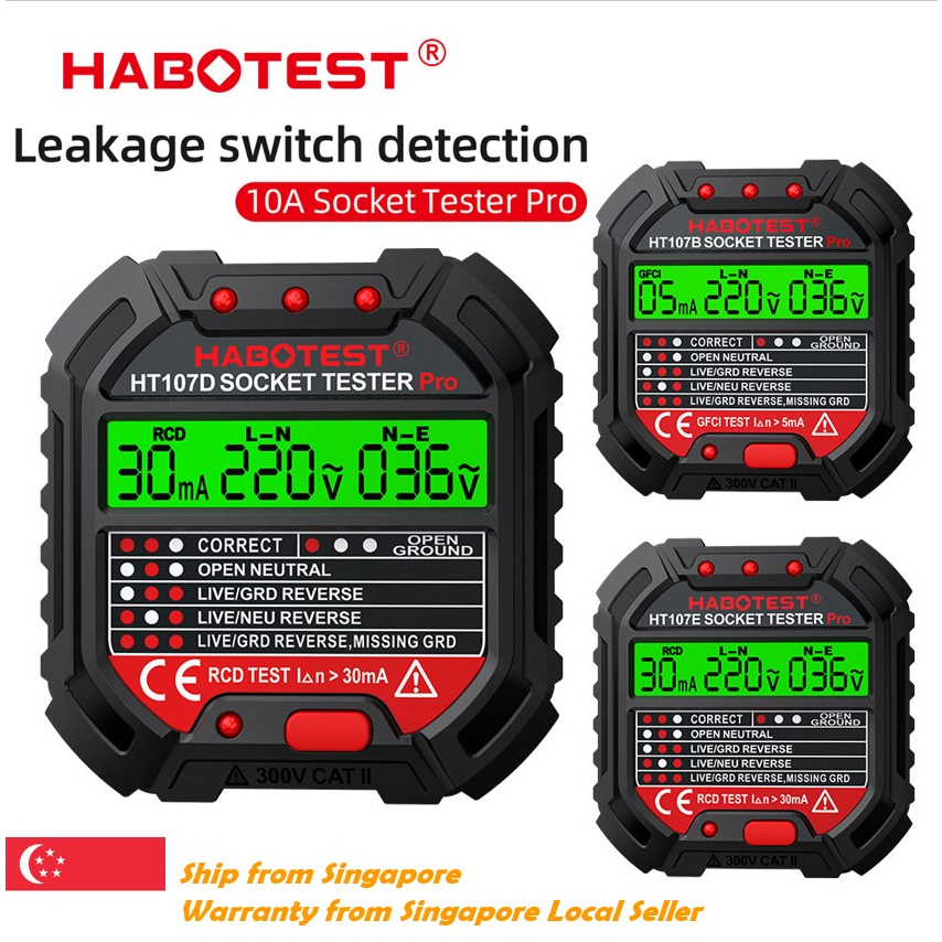 Habotest HT107 Socket Tester Pro Voltage Test RCD 30mA Socket Detector ...