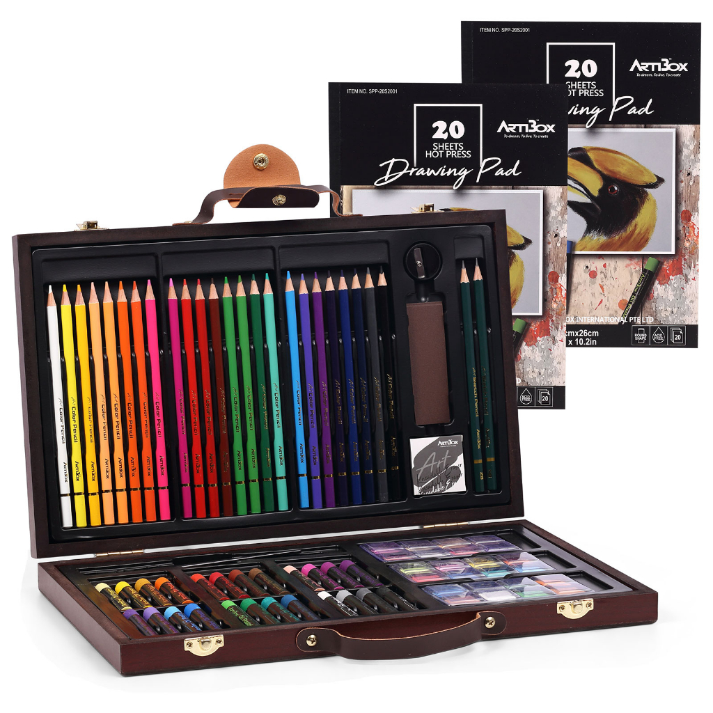 Artibox Art Box Set in Wooden Case - Oil Pastels/Colored Pencils ...