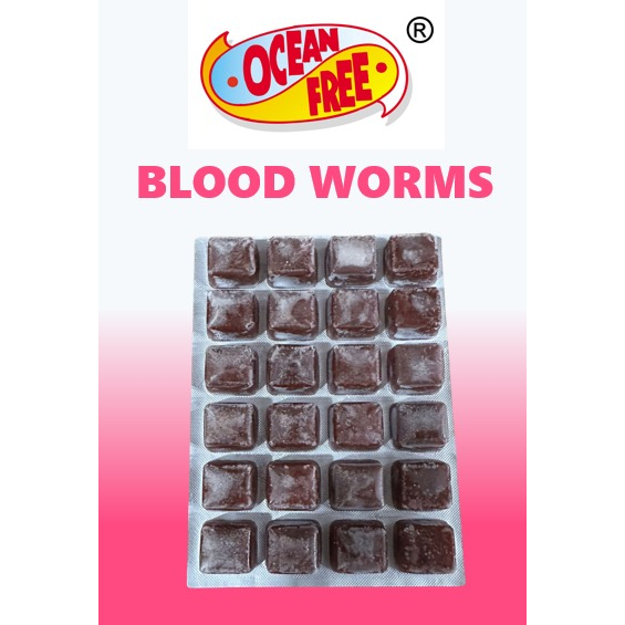 OCEAN FREE Blood Worms Frozen Pack for Fish (3 SLABS) | Shopee Singapore