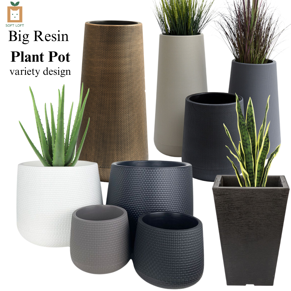 Large Resin Round Pot Planter Pot Succulent Plant Pot Indoor Outdoor ...