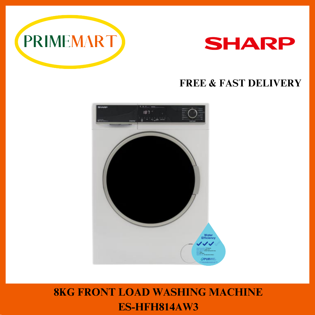 SHARP ES-HFH814AW3 8KG FRONT LOAD WASHING MACHINE - 2 YEARS SHARP ...