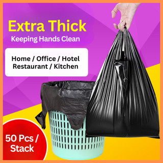 Trash Bag (1 Stack 50 Pcs) Garbage Bag Rubbish Bag Plastic Bag Dustbin ...