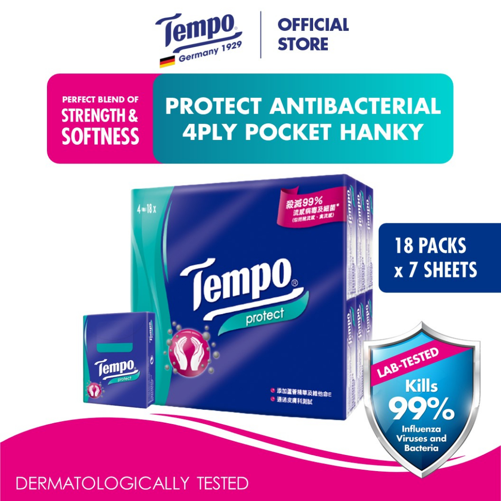 [Tempo Official] 4ply Pocket Hanky Facial Tissue Protect Antibacterial ...